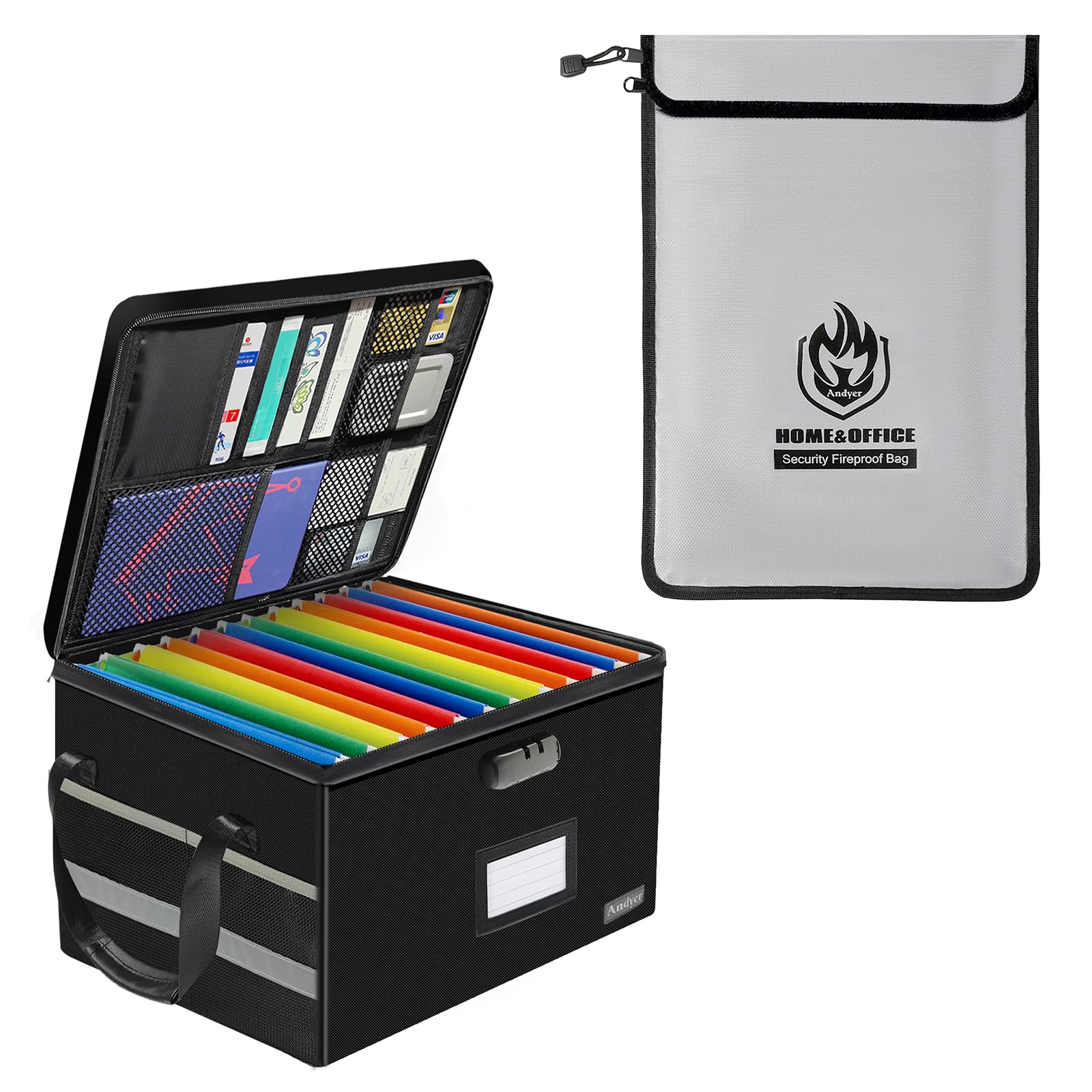 Amazon.com: Andyer Fireproof Document Box with Lock Black & Large ...