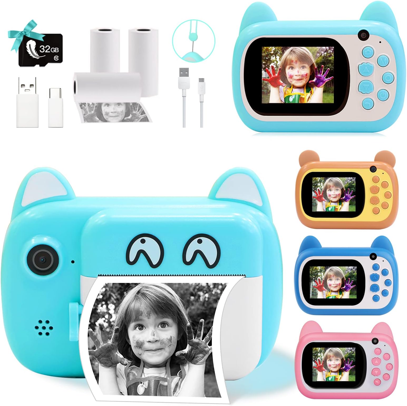 Amazon.com : Instant Print Camera for Kids, Upgraded Selfie Kids ...