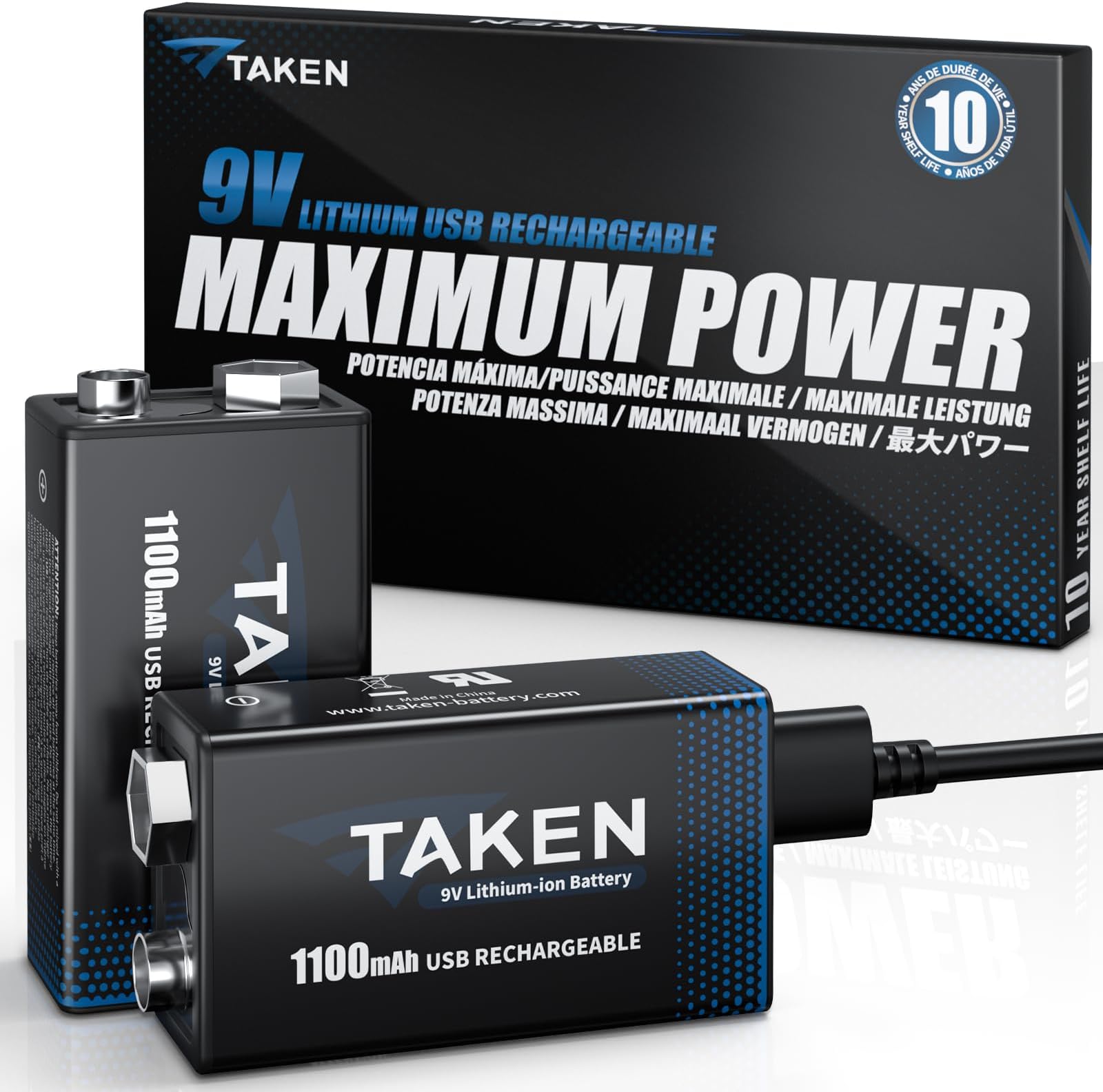 Amazon.com: 9V Rechargeable Batteries, USB C 9 Volt Battery with Type C ...