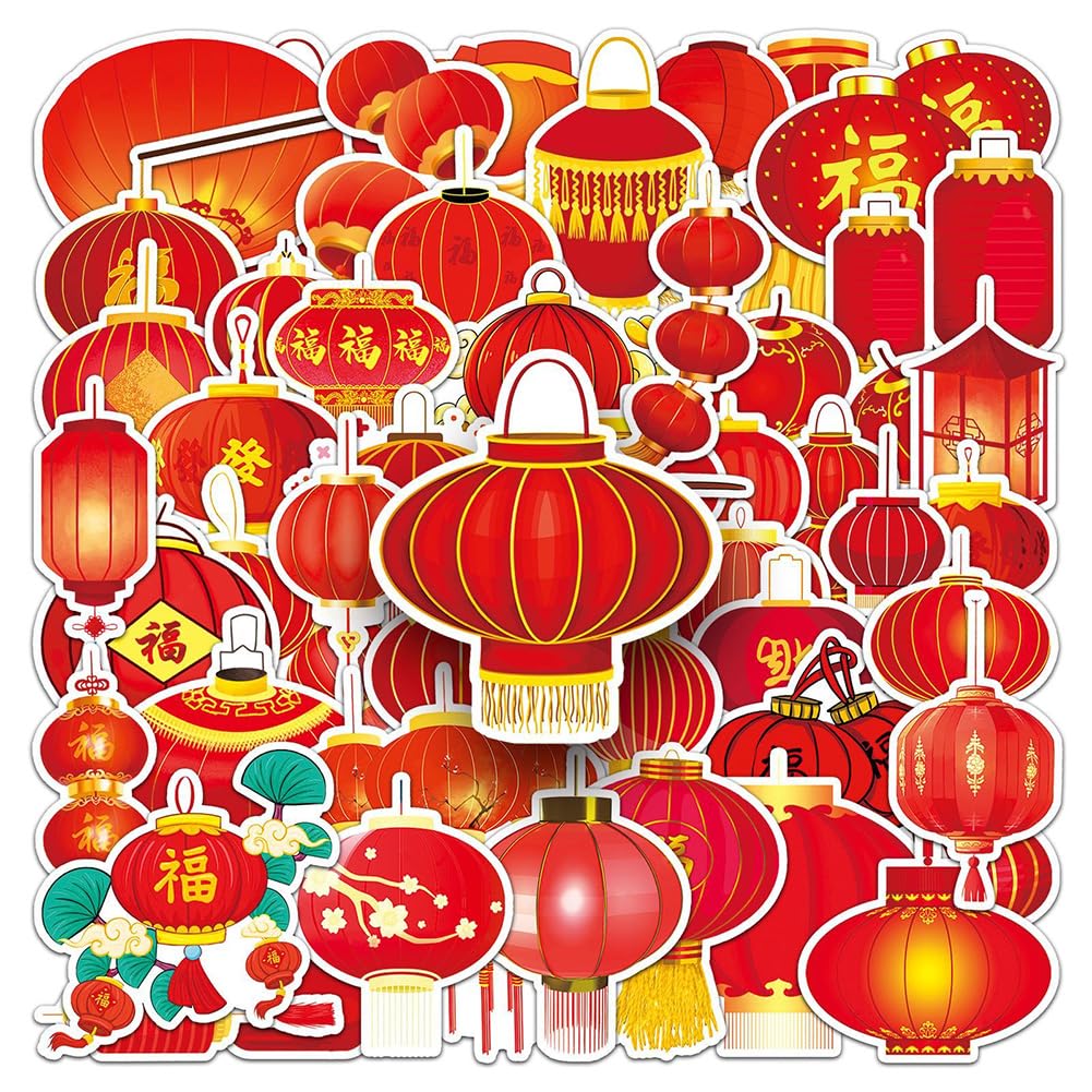 Amazon.com: Chinese Lantern Stickers|50Pcs Chinese New Year Spring ...