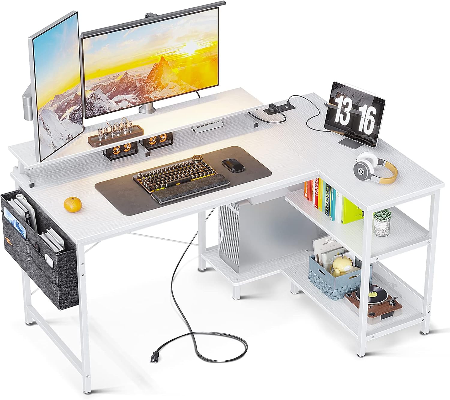 Buy ODK L Shaped 48 Inch Computer Desk with USB Charging Port & Power ...
