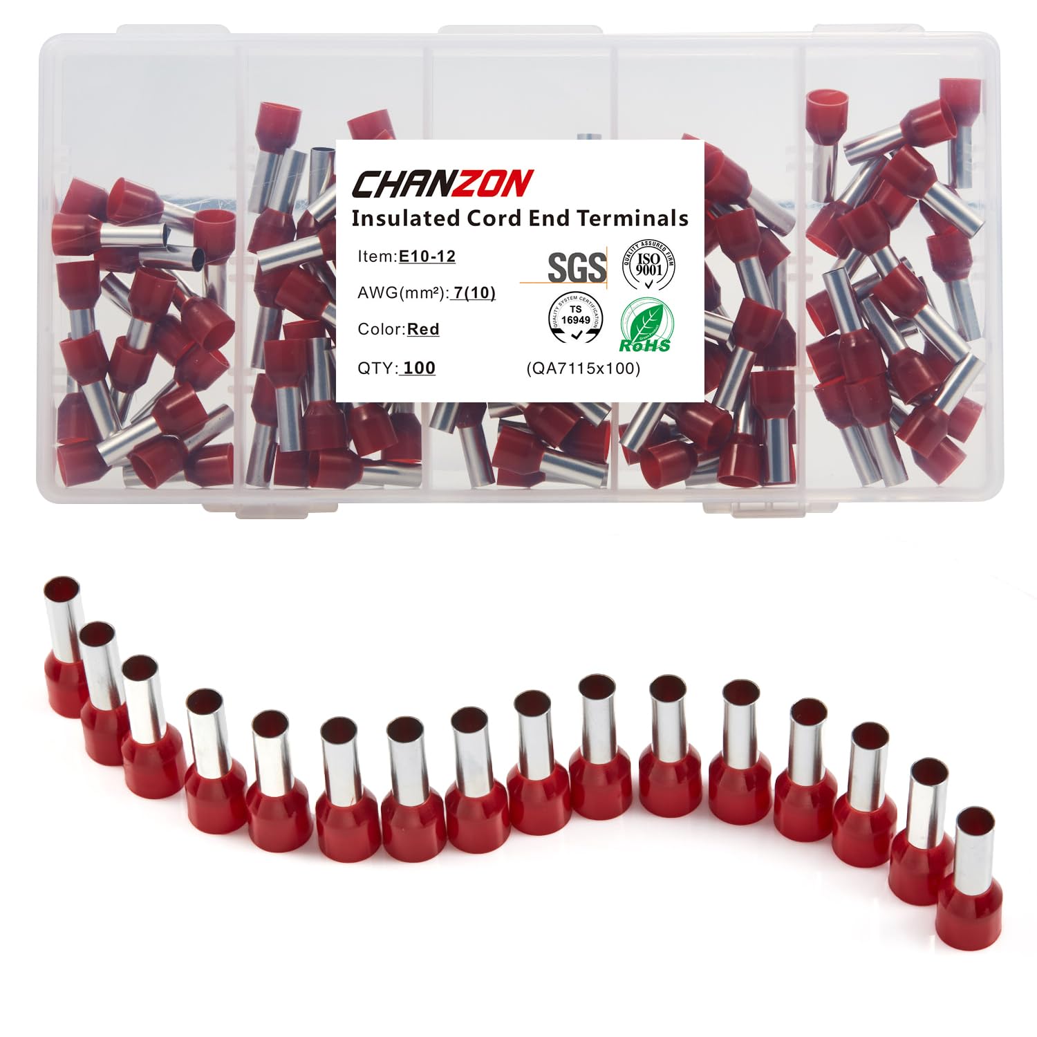 Chanzon 100pcs Wire Ferrule Terminals 7AWG(10mm²) Wire E10-12 Terminal ...