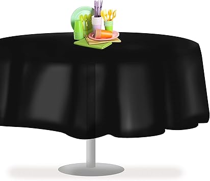 Amazon.com: Black 84" Round 6 Pack Premium Disposable Plastic ...