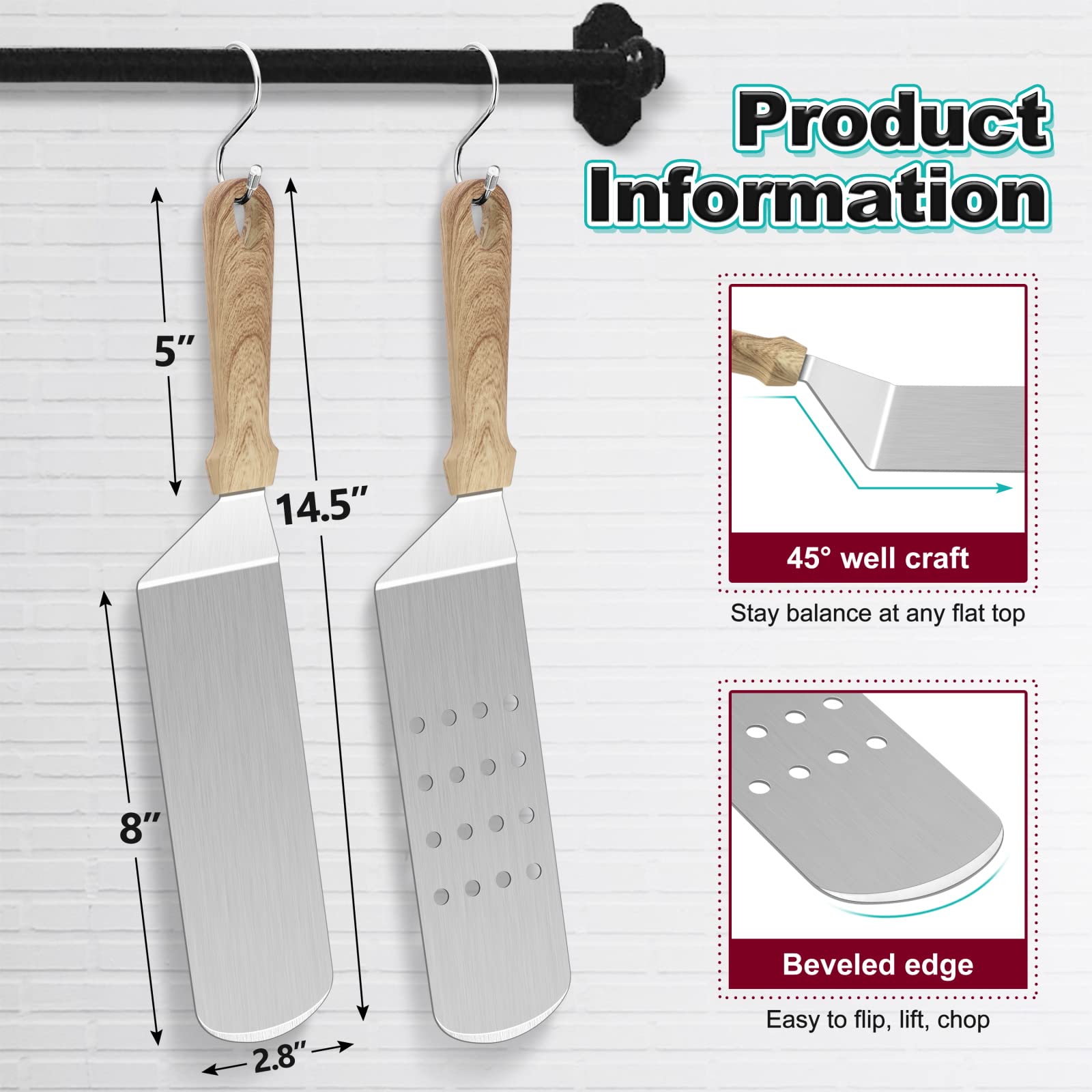 Snapklik.com : Metal Spatula Set Of 2, Heavy Duty Stainless Steel ...