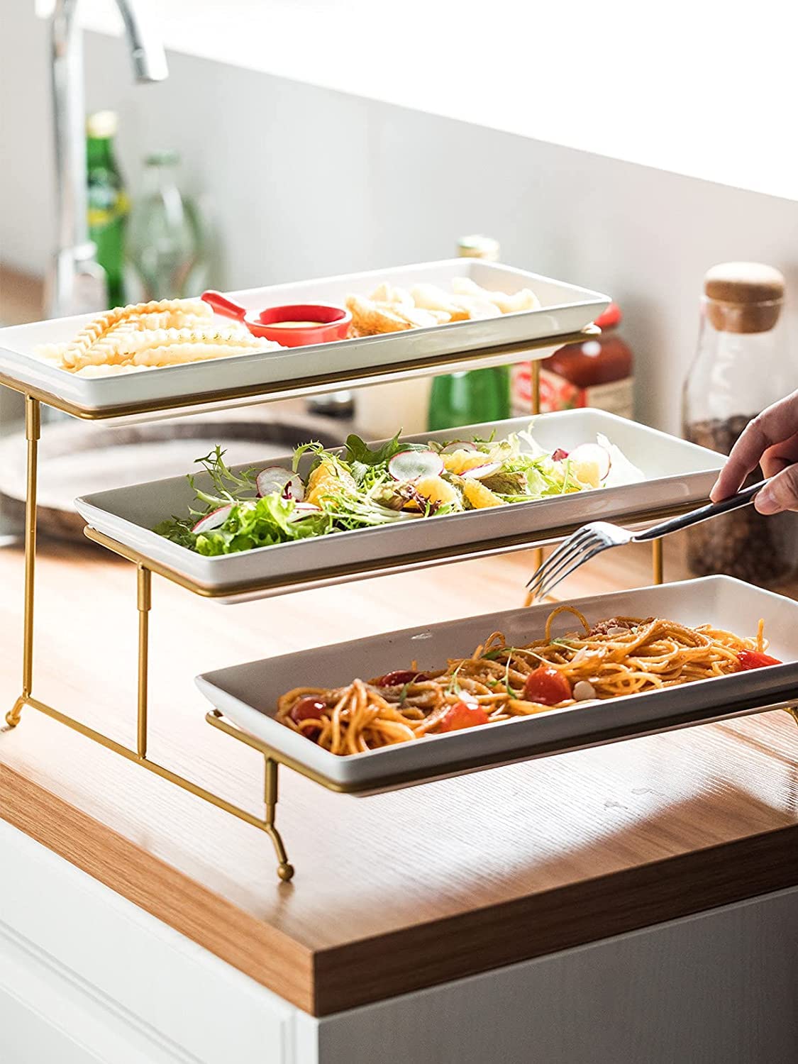 Rectangular Tiered Metal Serving Trays Maykoosh Naturally Nice