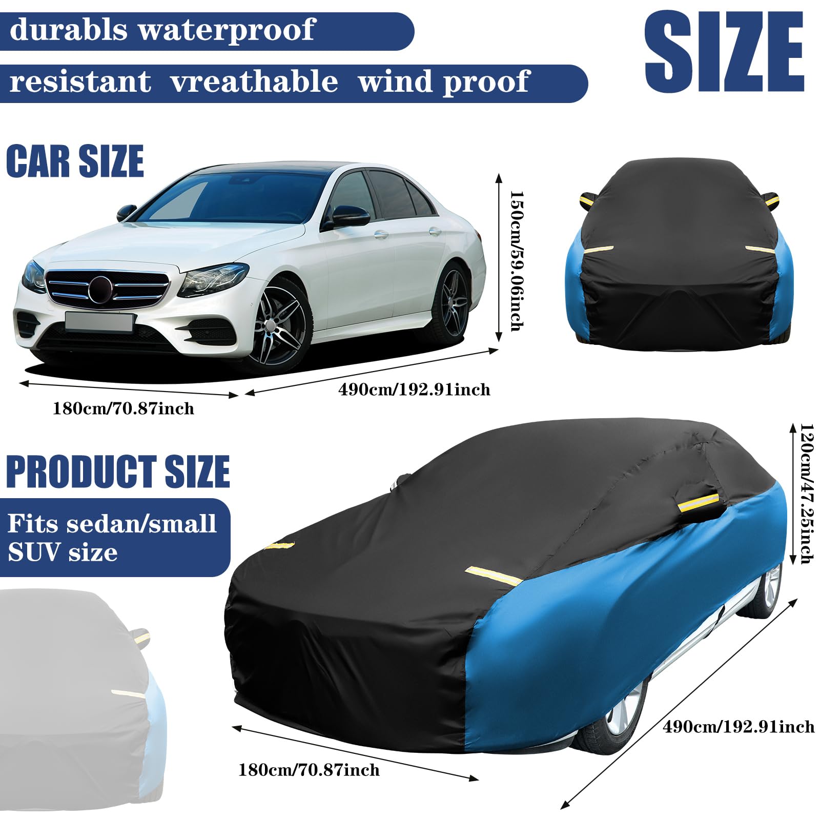 Full Car Cover Waterproof Most Weather for Automobiles, Outdoor Full ...