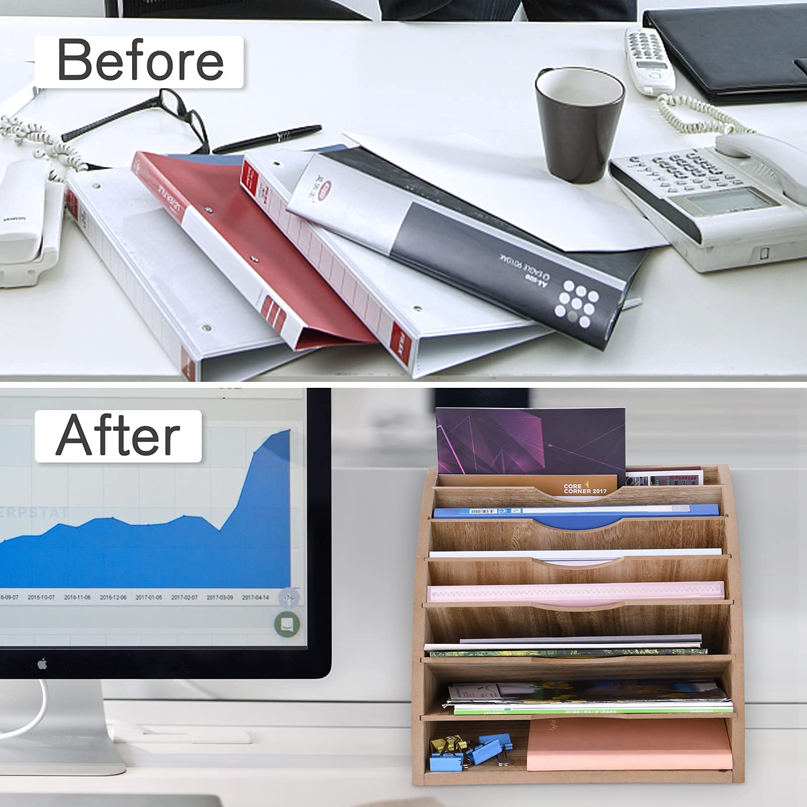 Snapklik.com : WuGeShop Fan Shaped File Organizer, 7 Tier Desk Paper ...