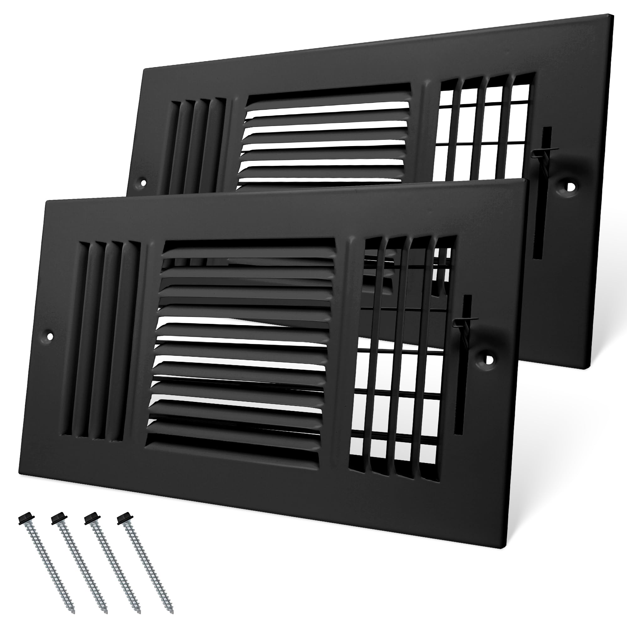 10 x 6 Inch (Duct Opening) 3-Way Vent Casing Black Sidewall and Ceiling ...