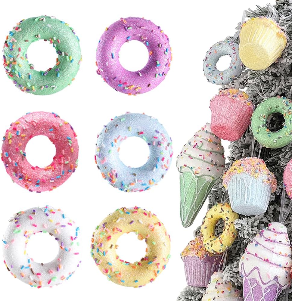Amazon.com: Donut Dessert Ornaments Set, 6PCS Christmas Donut Dessert ...