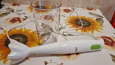 Braun MQ100 Soup MultiQuick 1 Minipimer Mixer ad Immersione, Frullatore con Bicchiere 600ml, 450 ...