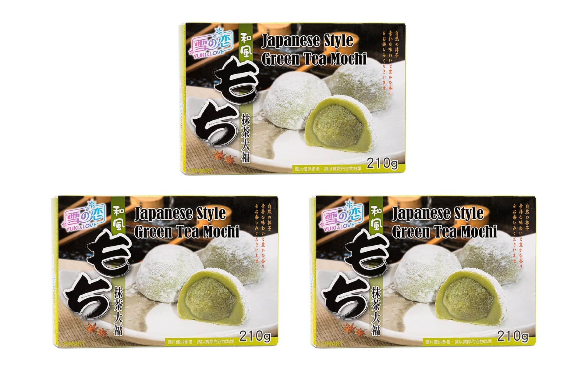 Yuki & Love Green Tea (Matcha) Mochi 210g Daifuku (Pack of 3) by CNMART ...