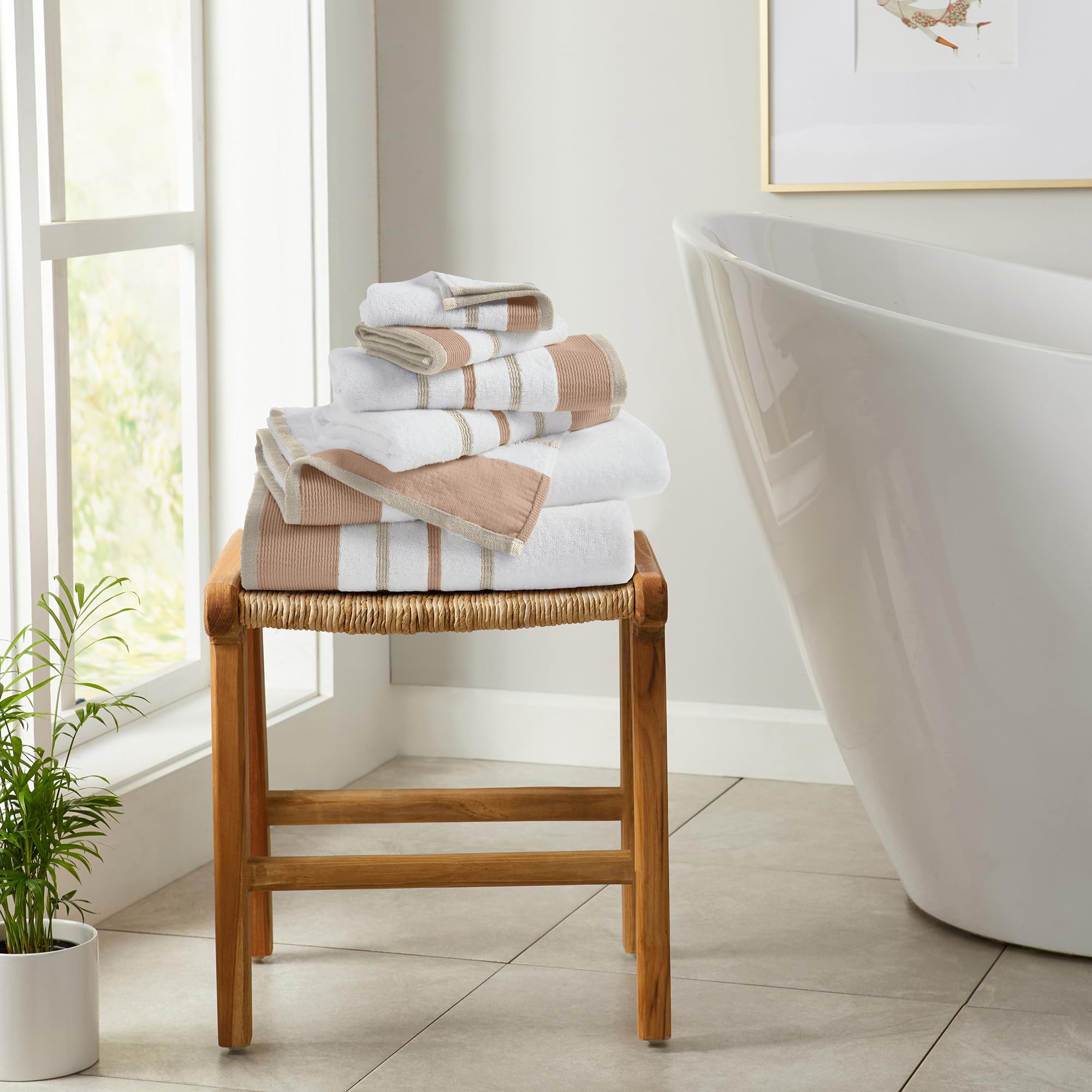 Amazon.com: Decorative Bath Towel Set - Combed Cotton 6 Piece Towel Set ...