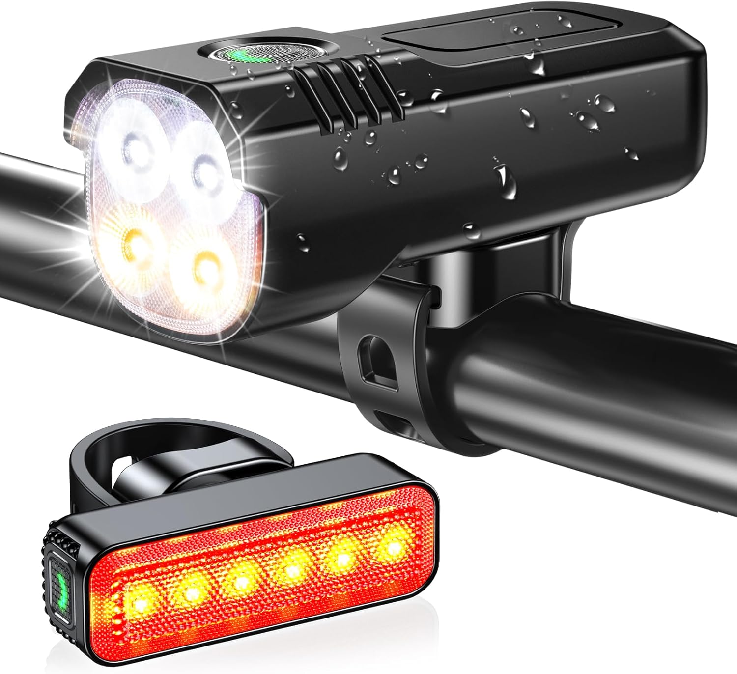 Babacom Bike Lights Front And Back, 1300 Lumen Super Bright Bicycle Lights [8+6 Lighting Modes ...