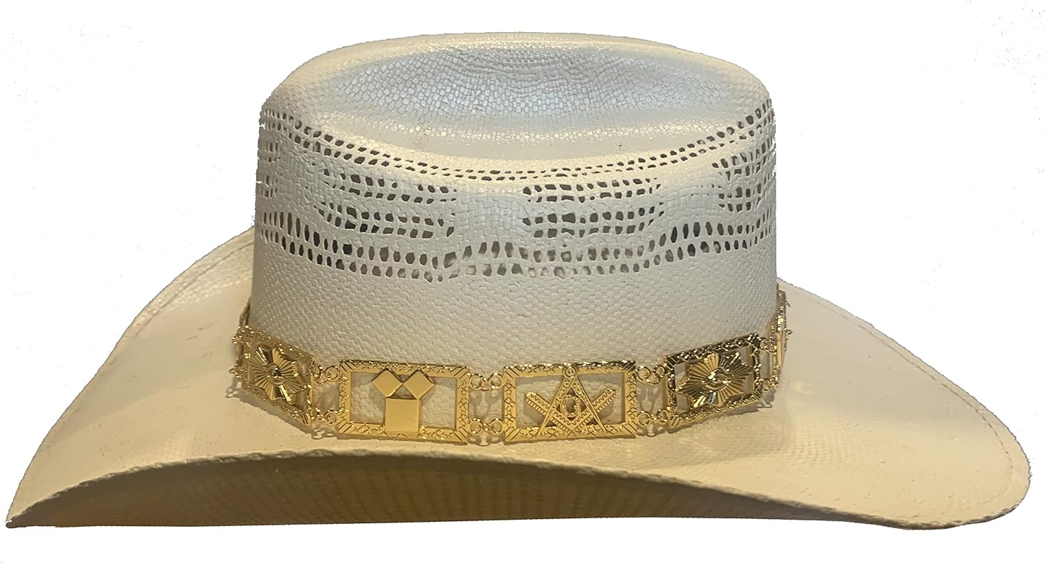 GENUINE TEXAS BRAND Sombrero con joyas masónicas doradas – Yaxa Colombia
