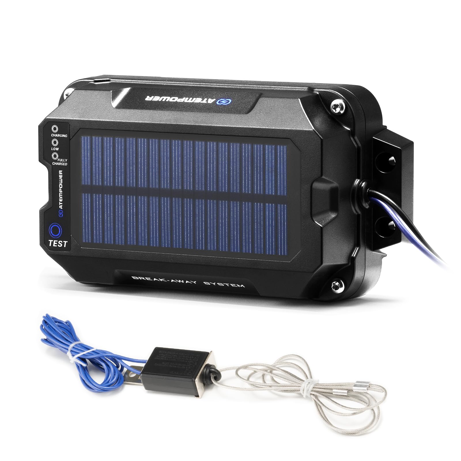 ATEM POWER Trailer Breakaway Kit with Switch Bulit-in Solar Panel LED ...