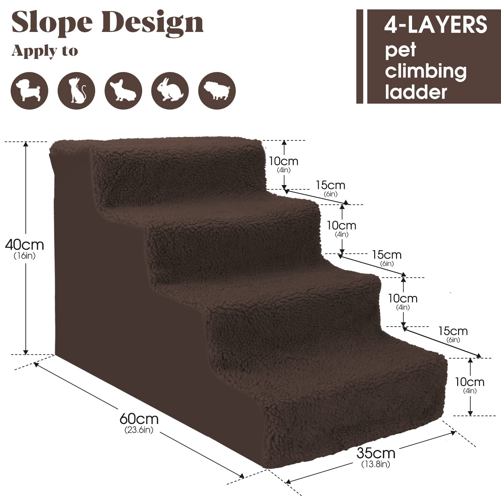 Kphico Dog Stairs,Non-Slip 4 Steps Pet Stairs,Plastic Pet Steps for ...