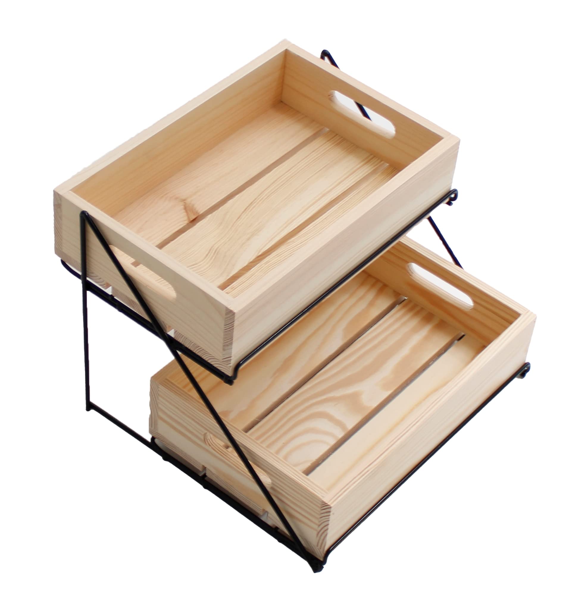 Prestige Wicker Wooden Two Tier Countertop Display Stand : Amazon.co.uk ...