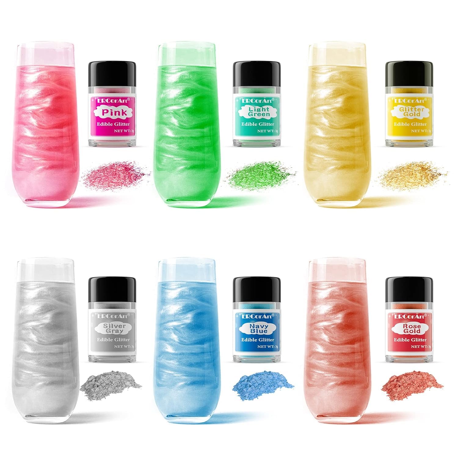 Amazon.com : Edible Glitter - 6 Colors Luster Dust Edible, Food Grade ...