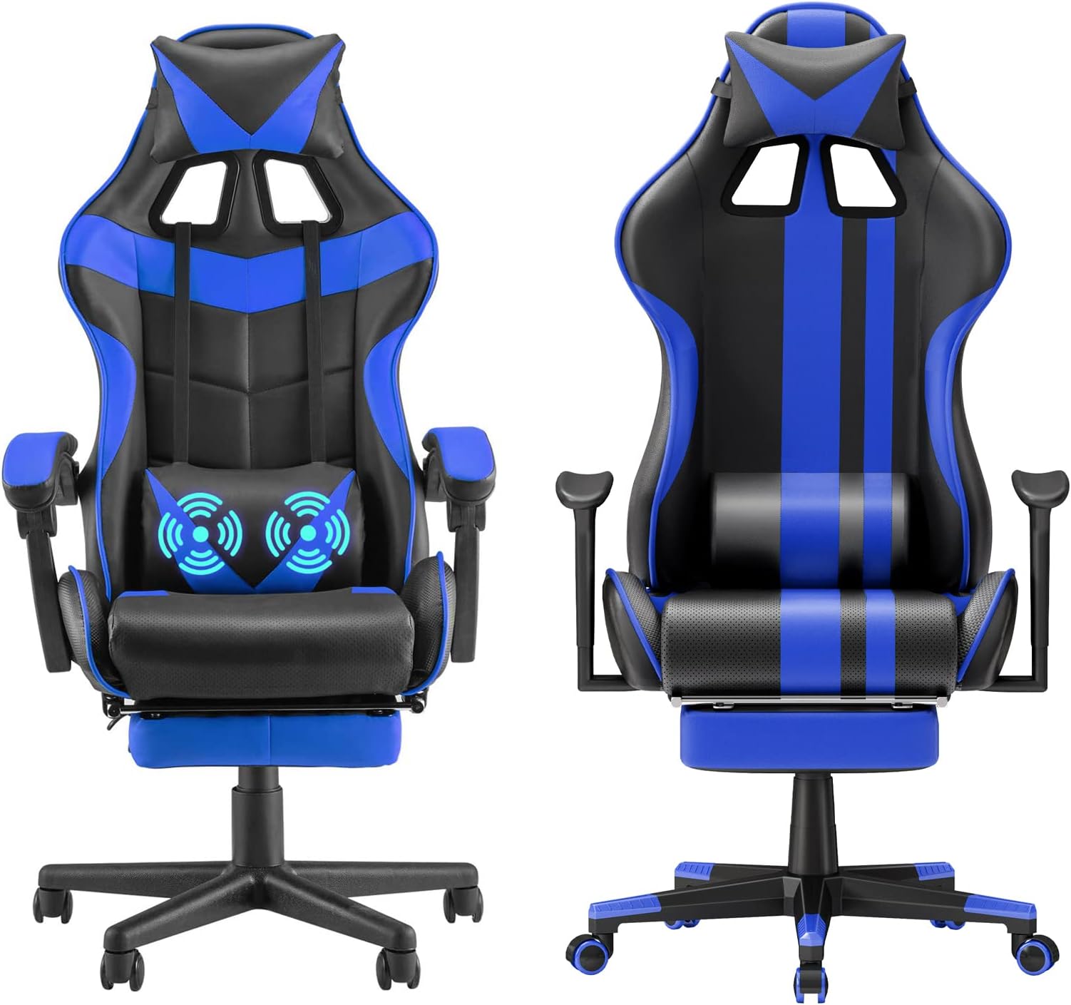 Amazon.com: Soontrans Blue Gaming Chair with Footrest,Gaming Computer ...