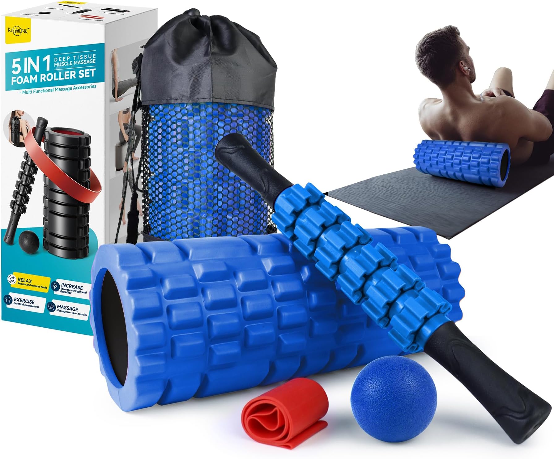 Amazon.com: Krightlink 5 in 1 Foam Roller Set for Deep Tissue Muscle ...