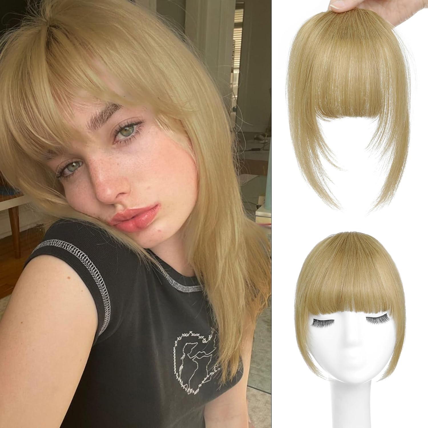 Amazon.com : Clip in Bangs 100% Human Hair Extensions French Bangs Clip ...