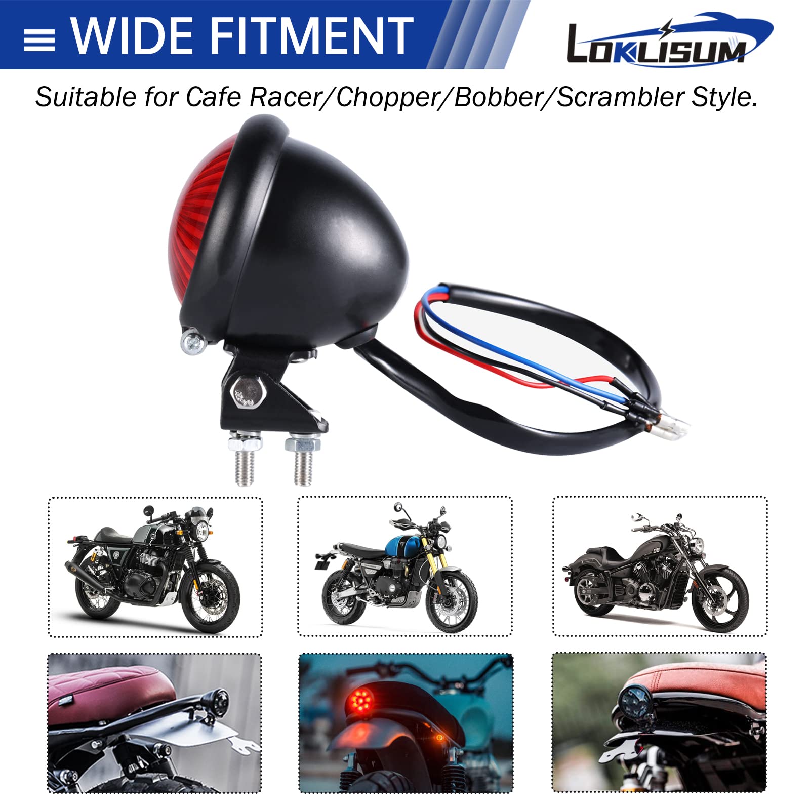 Bobber Motorcycle Tail Lights LOKLISUM Motorcycle Tail Light 12 V 8