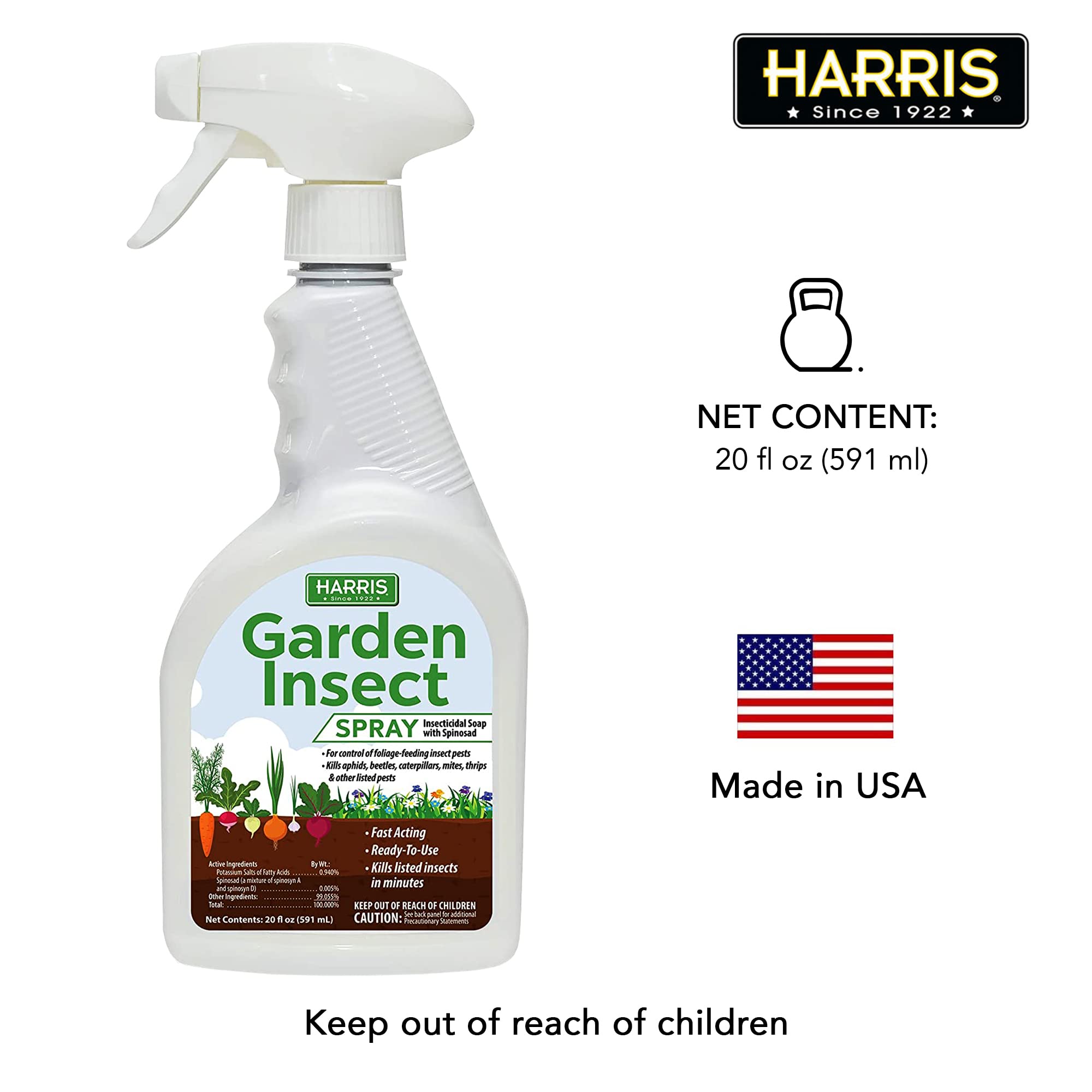 Harris Garden Insect Killer 20oz Insecticidal Soap With Spinosad Kills ...