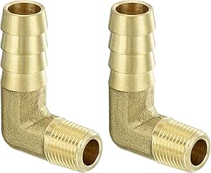 uxcell Brass Hose Barbed Elbow Fitting 2pcs 3/8" Barbx1/8 NPT Male 90 Degree Brass Barb Pipe ...