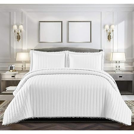 B&B Quilted Bedspread Single Bed Throws for Bedroom - Embossed Pattern ...