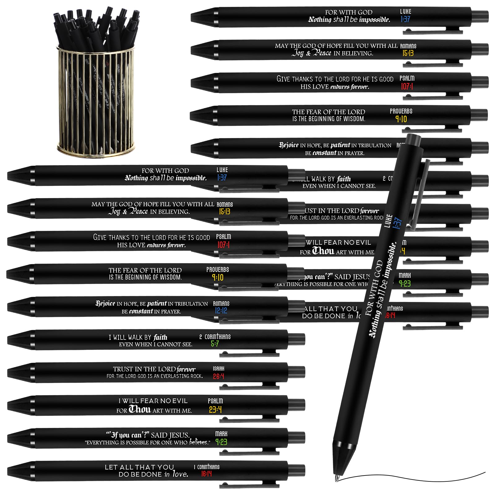 Amazon.com : Cholemy Bible Verse Pens Bulk Christian Pens Church Pens ...