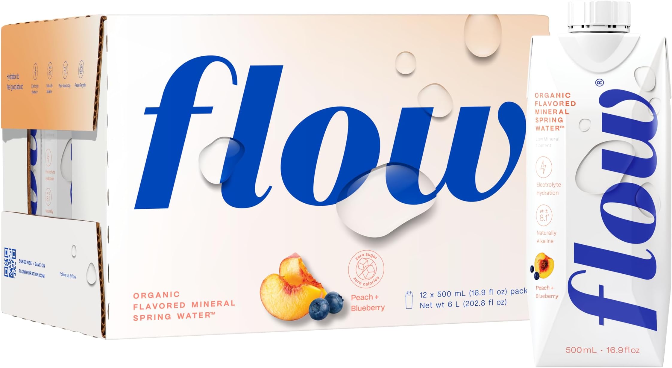 Amazon.com: Flow Alkaline Spring Water - Peach and Blueberry Flavored ...
