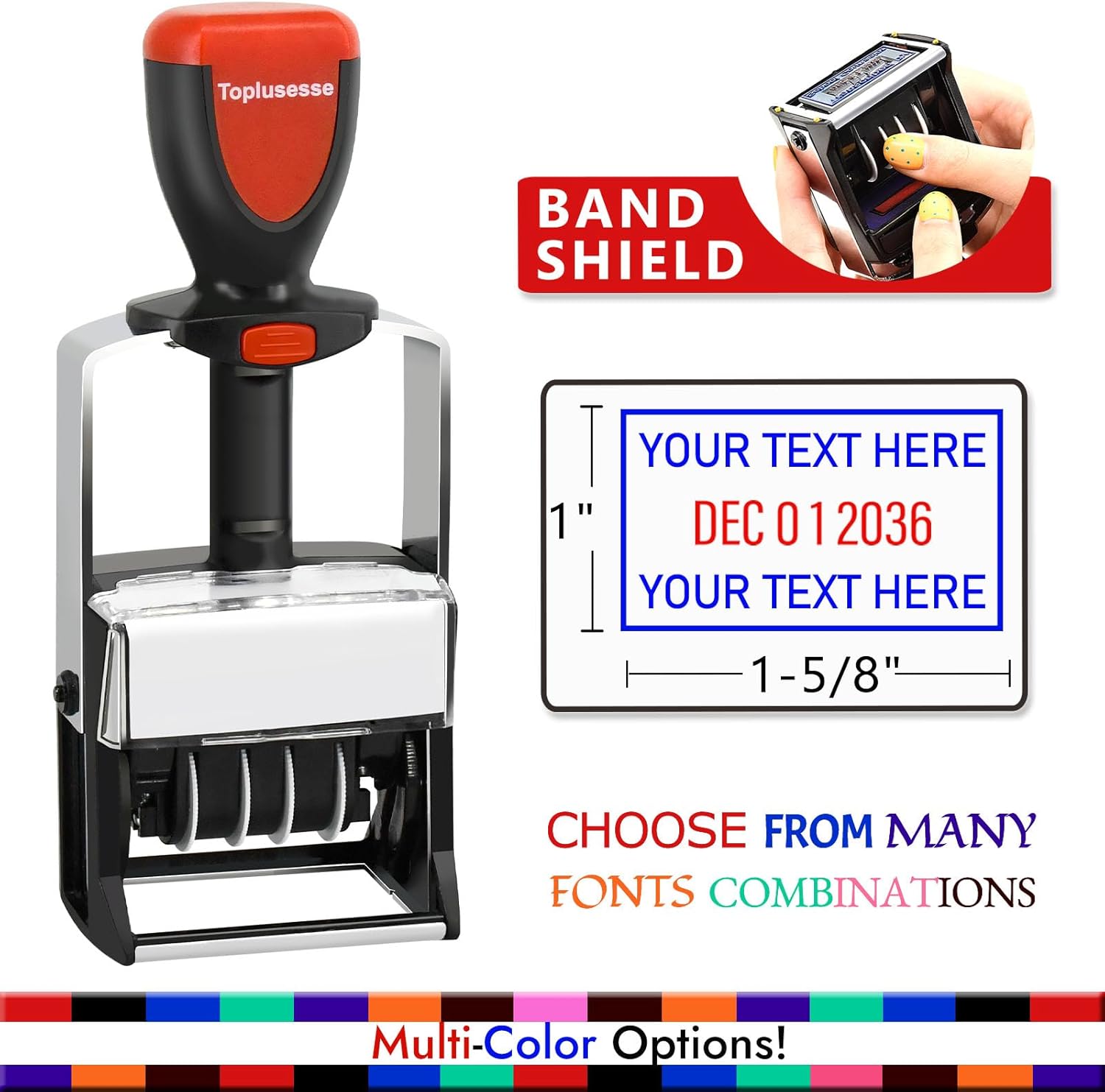 Amazon.com: Toplusesse Heavy Duty Date Stamp with Custom Text Self ...