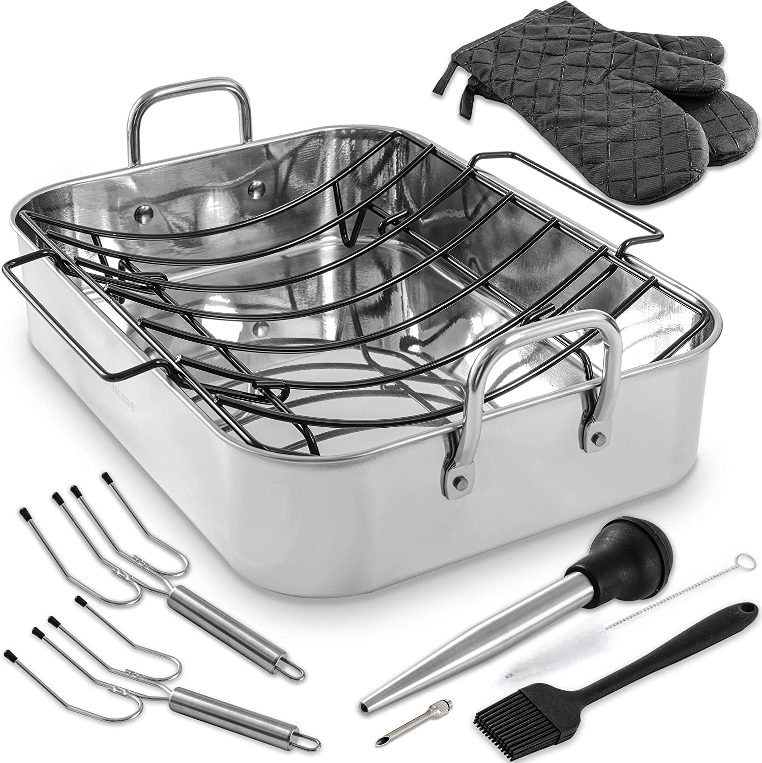 Amazon.com: Kaiihome Roasting Pan with Nonstick Rack - 16 inch ...