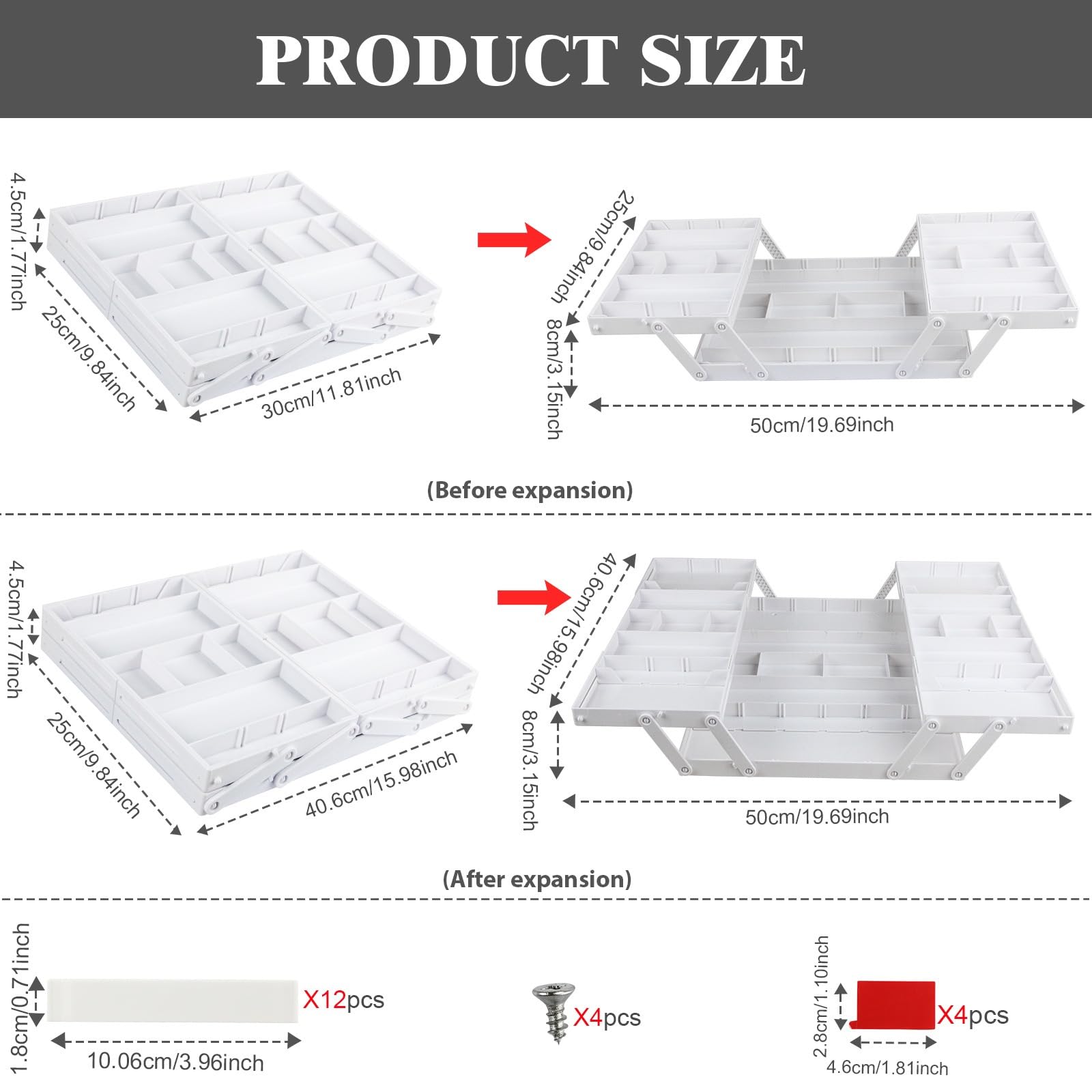 Snapklik.com : 2/3 Tier Smart Collapsible Drawer Organizer,Multi Level ...