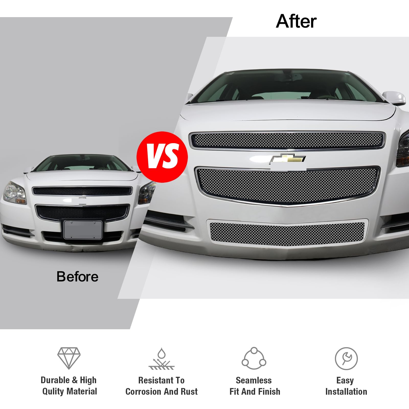 2011 Chevy Malibu Grill Assembly Chrome Delete Grille Overlay For