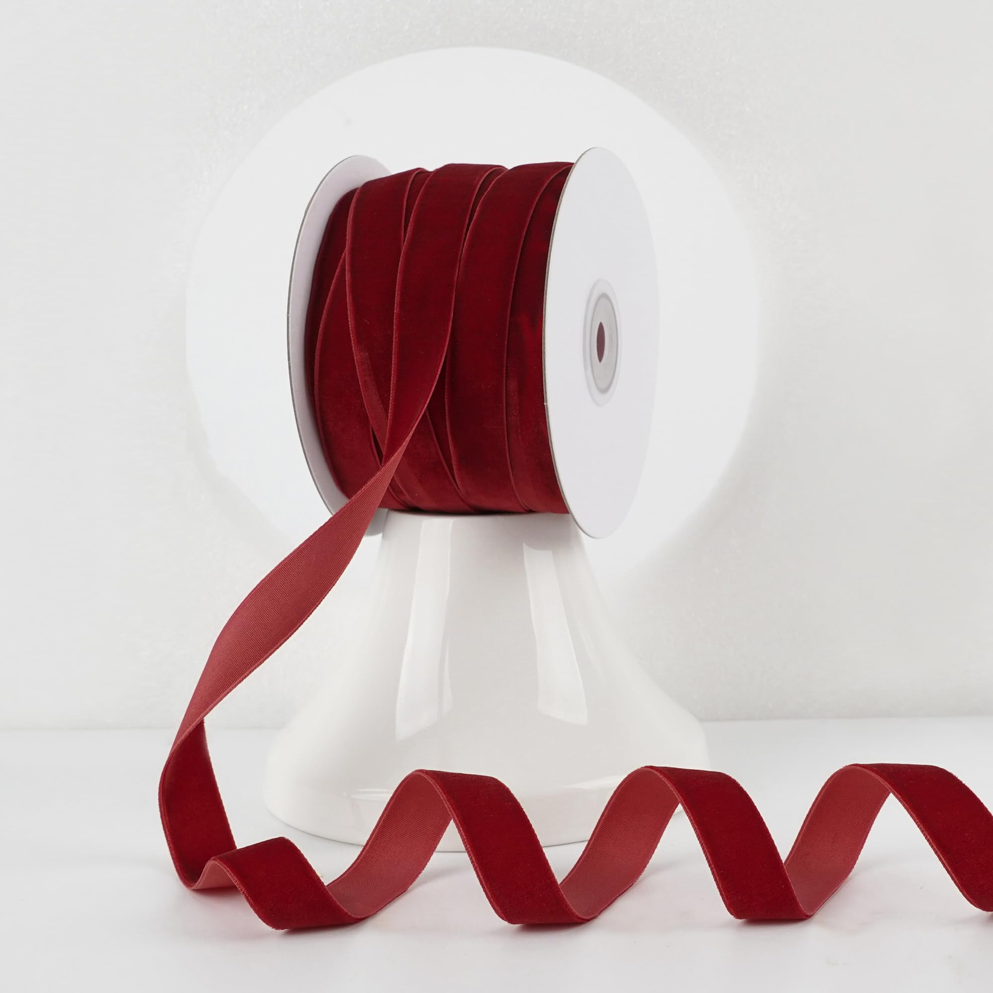 Amazon.com: MEEDEE Dark Red Velvet Ribbon 5/8 Inch Single Face Nylon ...
