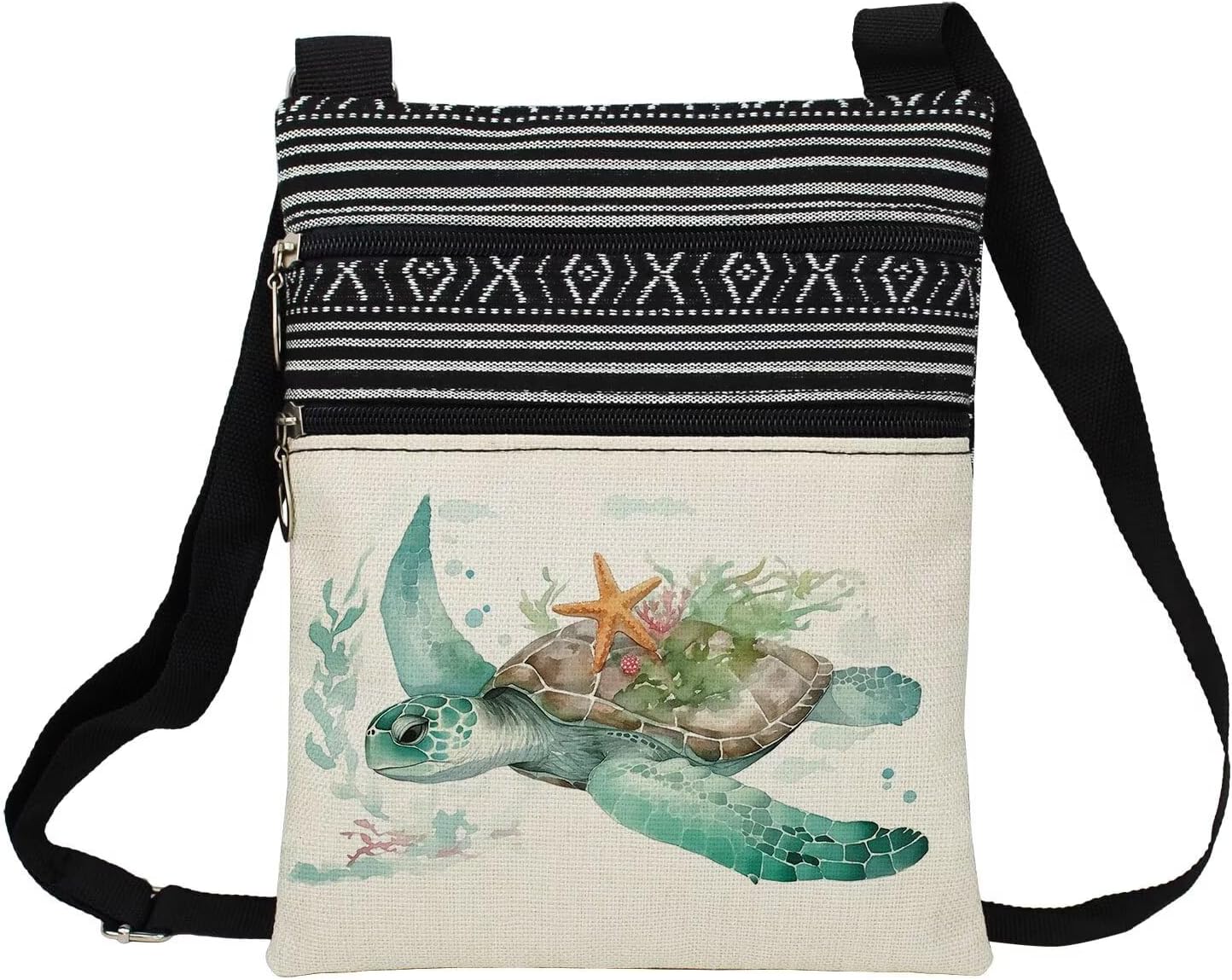 LiuenMgg Sea Turtle Messenger Bag Small Ethnic Pattern Printed ...
