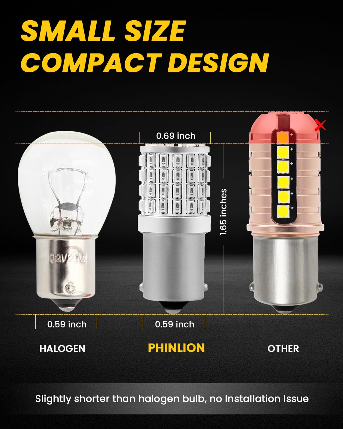 Snapklik.com : 1156 Red LED Light Bulbs, Super Bright 3014 72-SMD BA15S ...