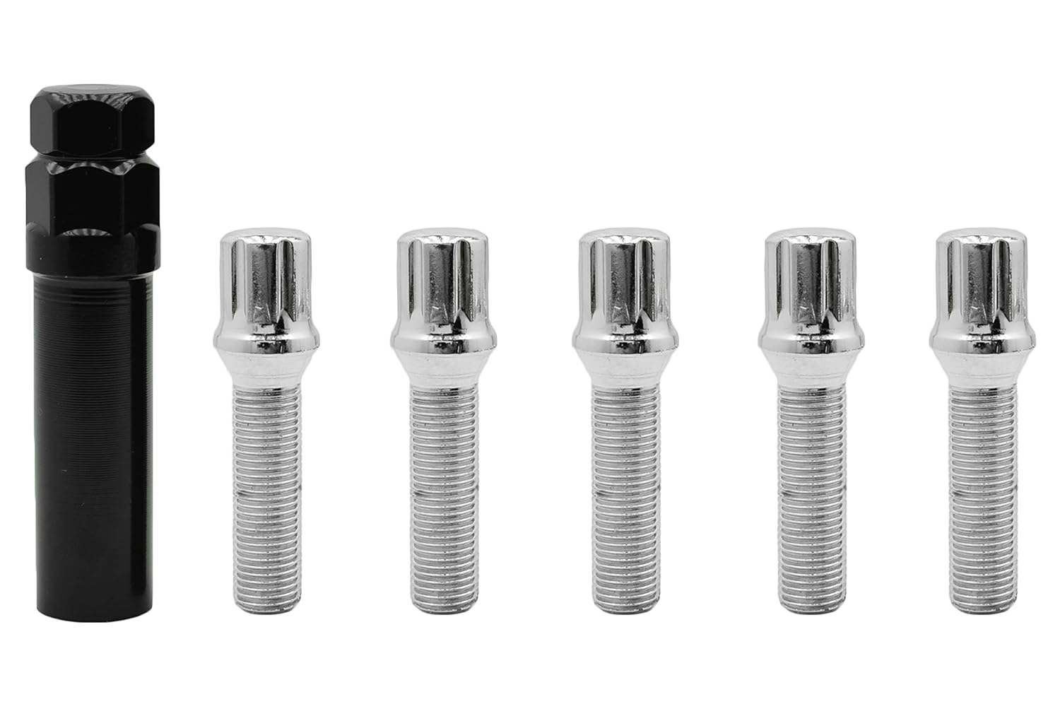 Amazon.com: 5Pc Chrome 14x1.5B Spline Tuner Lug Bolts for Aftermarket ...