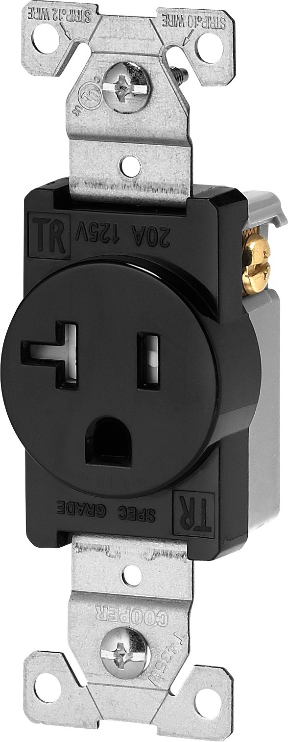 Eaton TR1877BKBXSP Tamper Resistant Single Receptacle, Black ...