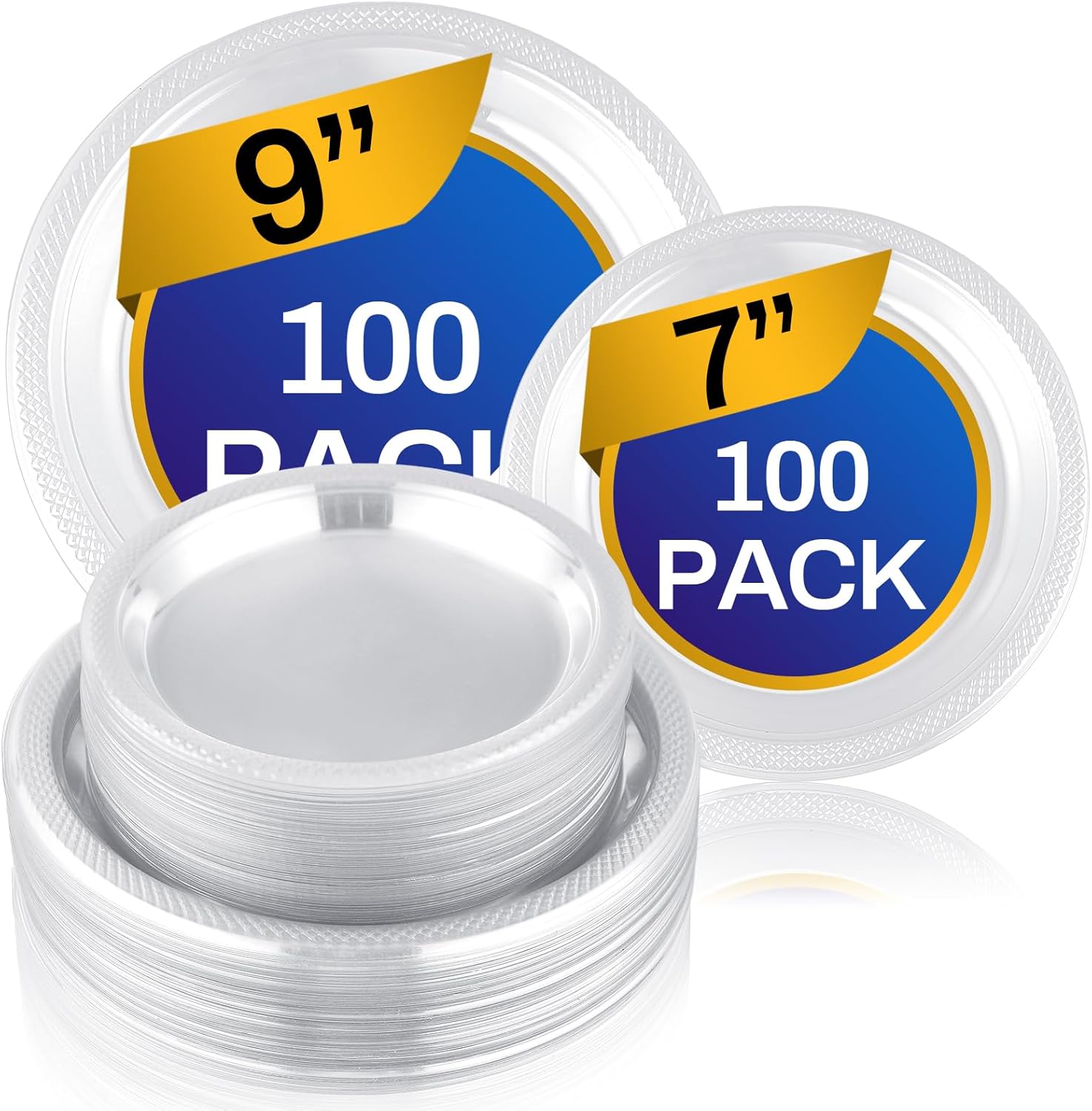 Amazon.com: Sliner 200 Pcs Clear Plastic Plates Bulk Hard Disposable ...