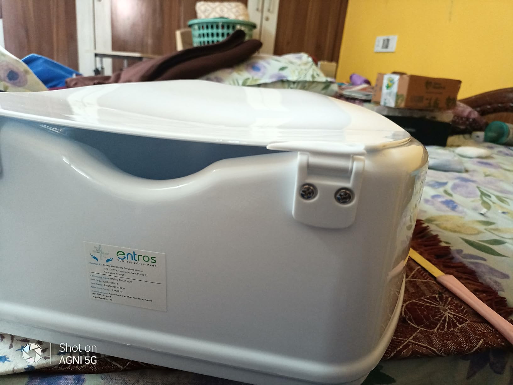 entros 6-Inches With Lid Toilet Commode Seat Raiser Elevator Extension ...