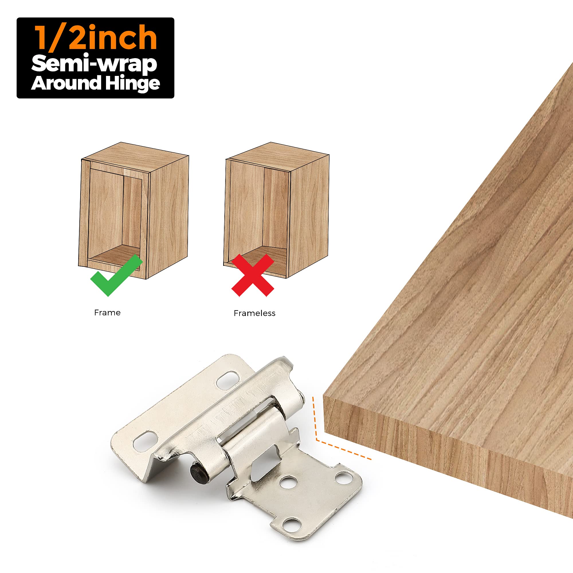 Snapklik.com : 60 Pack 30 Pairs 1/2 Inch Overlay Kitchen Cabinet Hinges ...