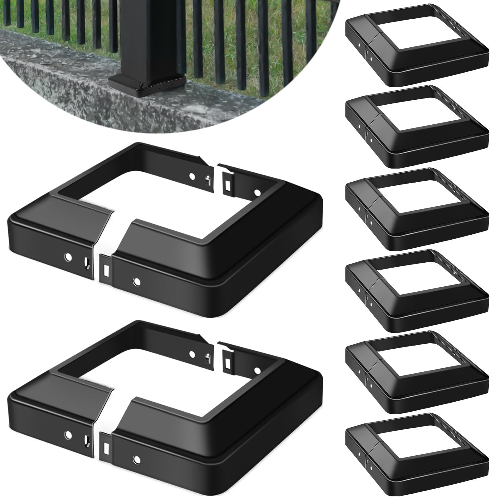 Tandefio 8 Pcs Metal Post Skirt, Split Style Post Skirt Post Base Cover ...