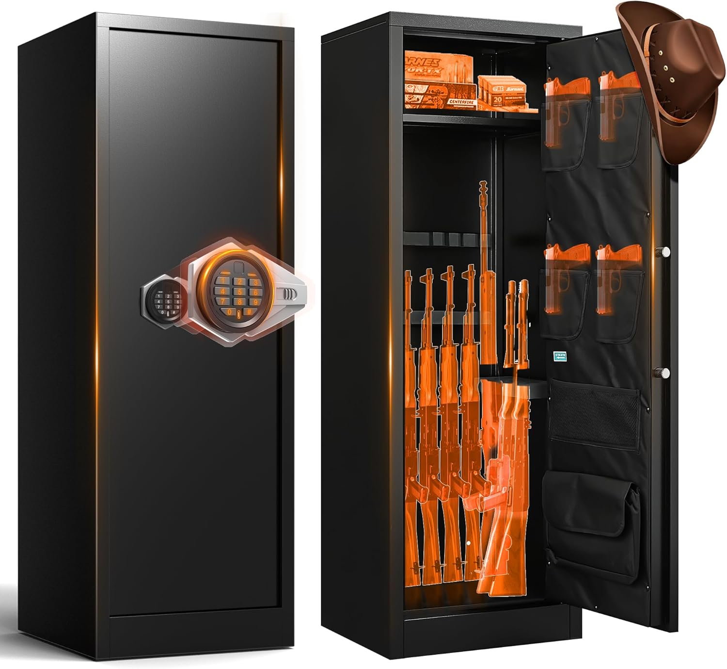 Gun Safe for Rifles and Pistols, 10–12 Large Rifle Safe for Home, Heavy ...