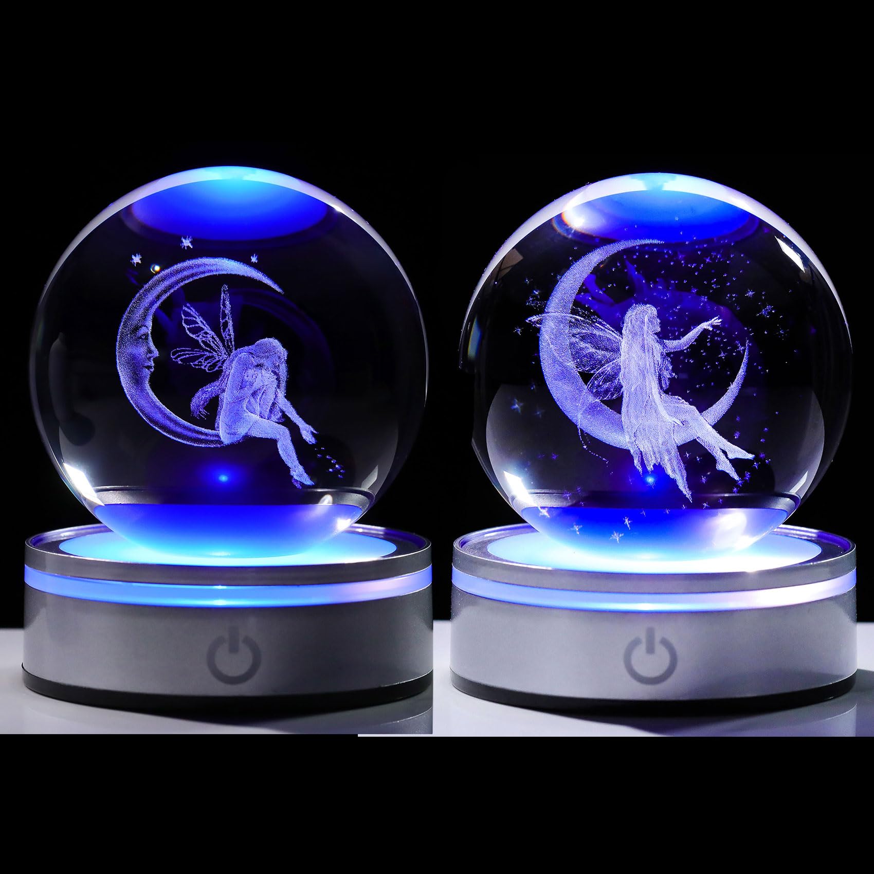 Amazon.com: Movdyka 3D Crystal Ball Moon & Fairy Figurines Decor Gifts ...