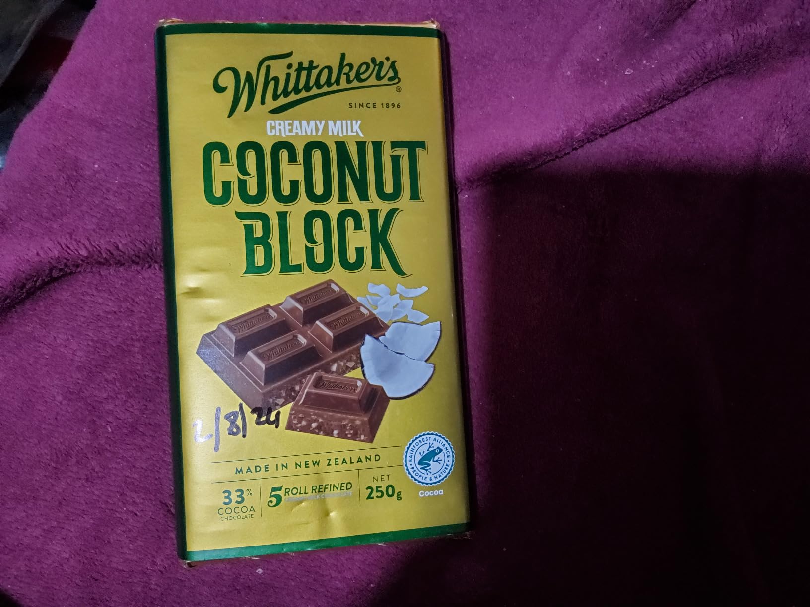 Whittaker's Coconut Block - Finest Milk Chocolate 250g- 33% Cocoa ...