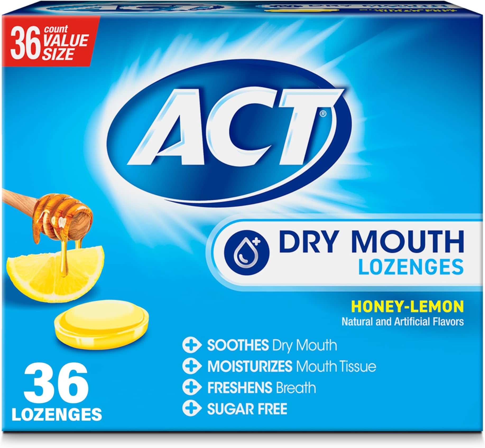 Amazon.com: ACT Dry Mouth Lozenges With Xylitol, 36-Count, Sugar Free ...