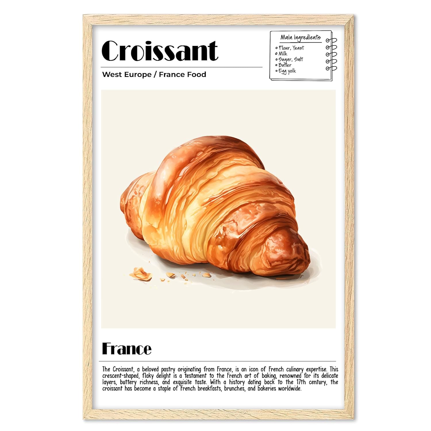 Amazon.com: Croissant Poster, Food Wall Art, France Food Print, Modern ...