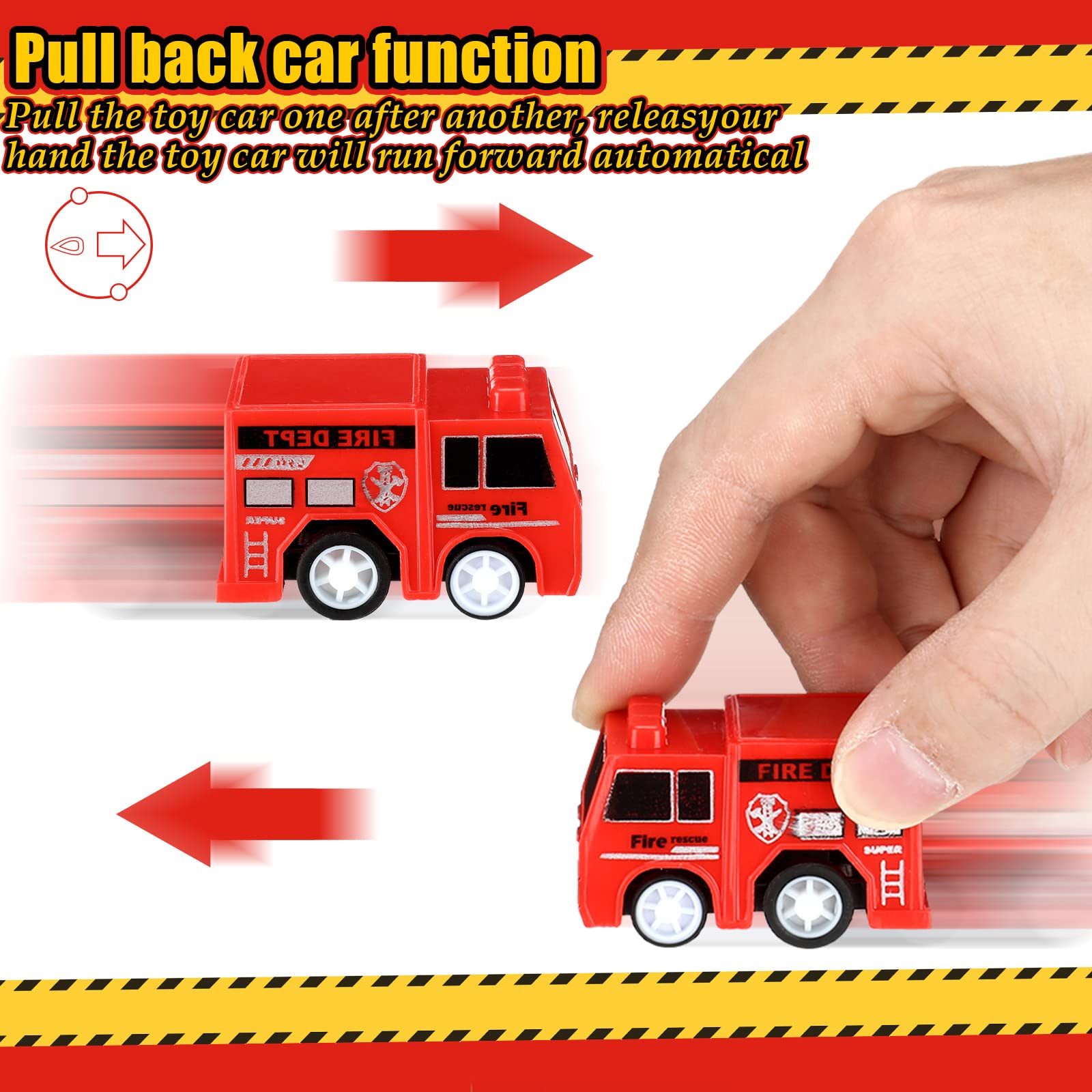 Mini Pullback Fire Truck Toy Small Pull Back Firetruck Plastic Fire ...